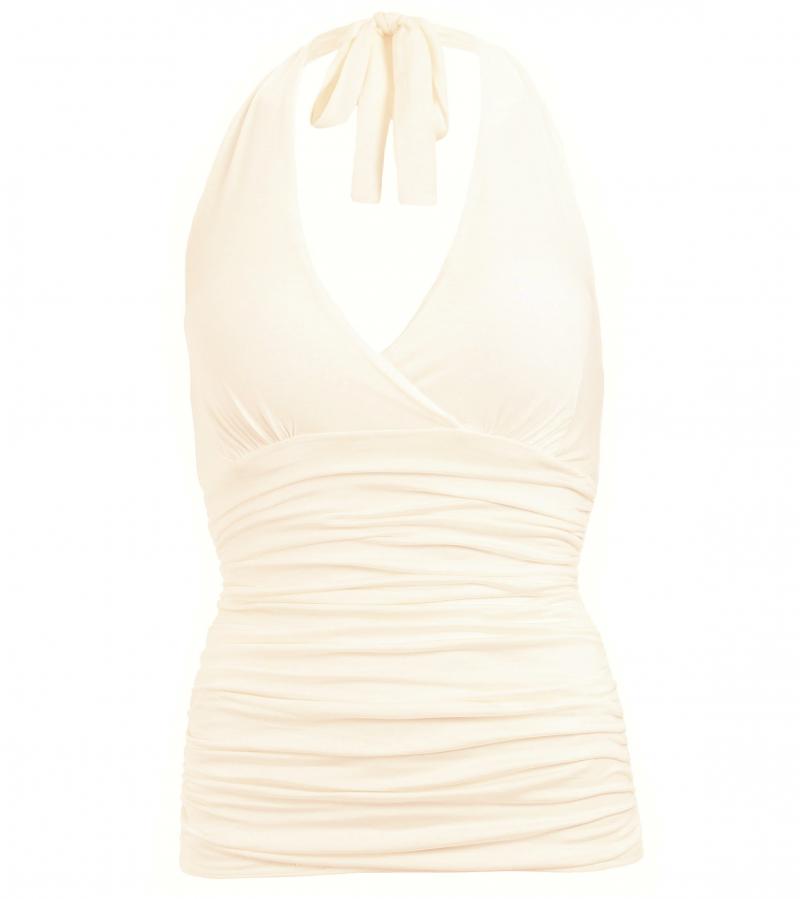 Ivory Figure Hugging Halter Neck Top