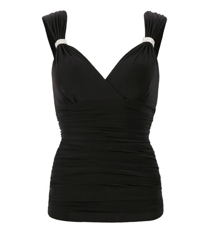 Black Crystal Diamante Top