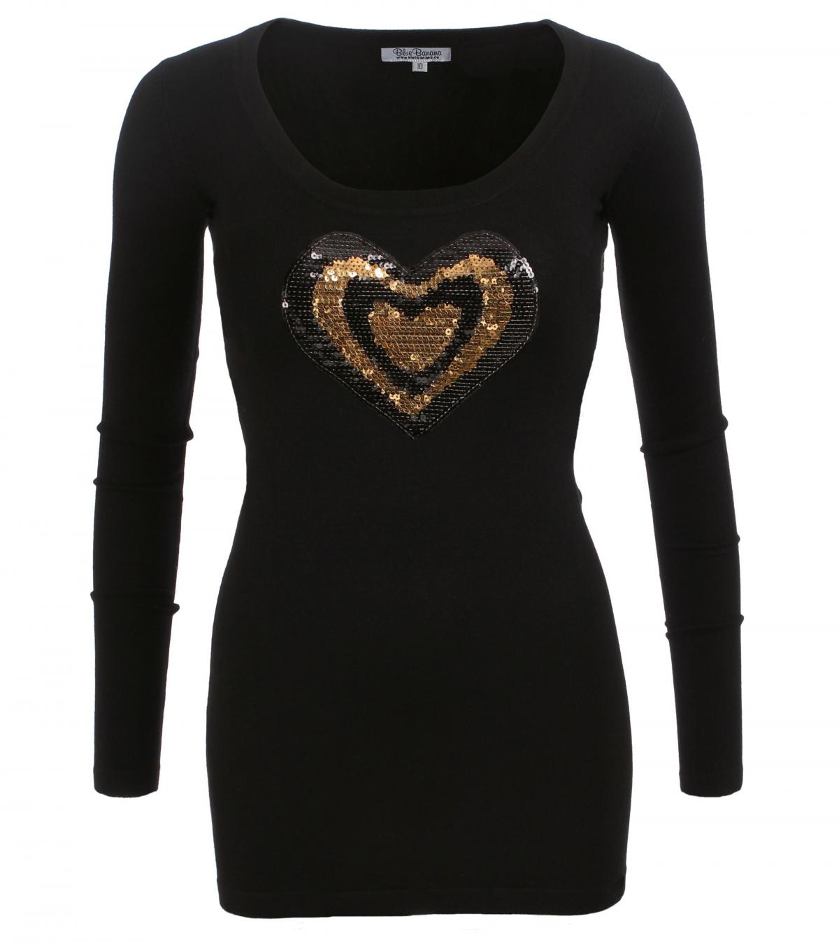 Black and Gold Sequin Heart Jumper