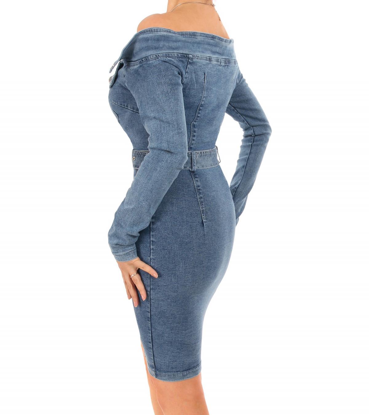 Denim Off the Shoulder Mini Dress